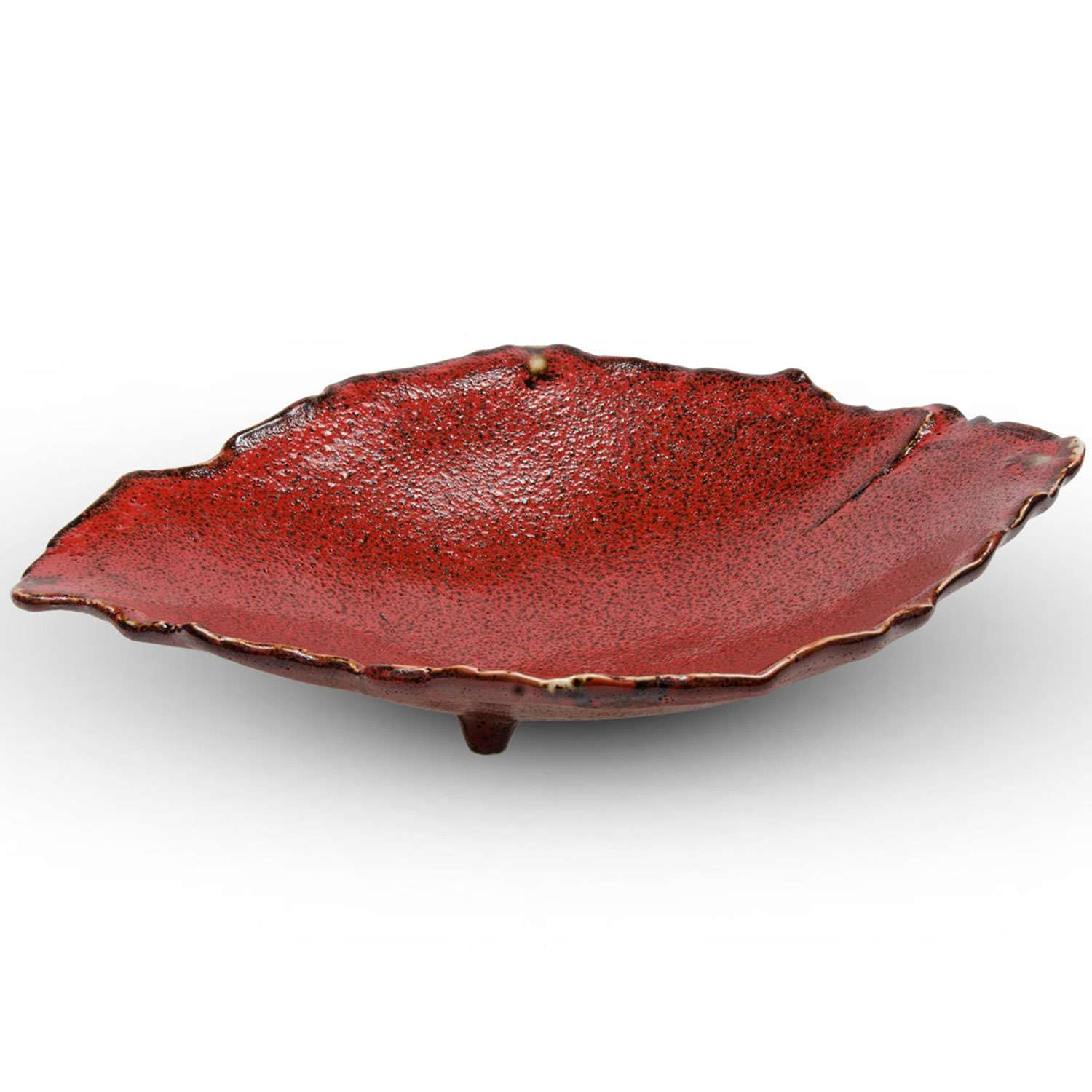 Shuin Red Footed Abstract Coupe Bowl 11" | KORIN