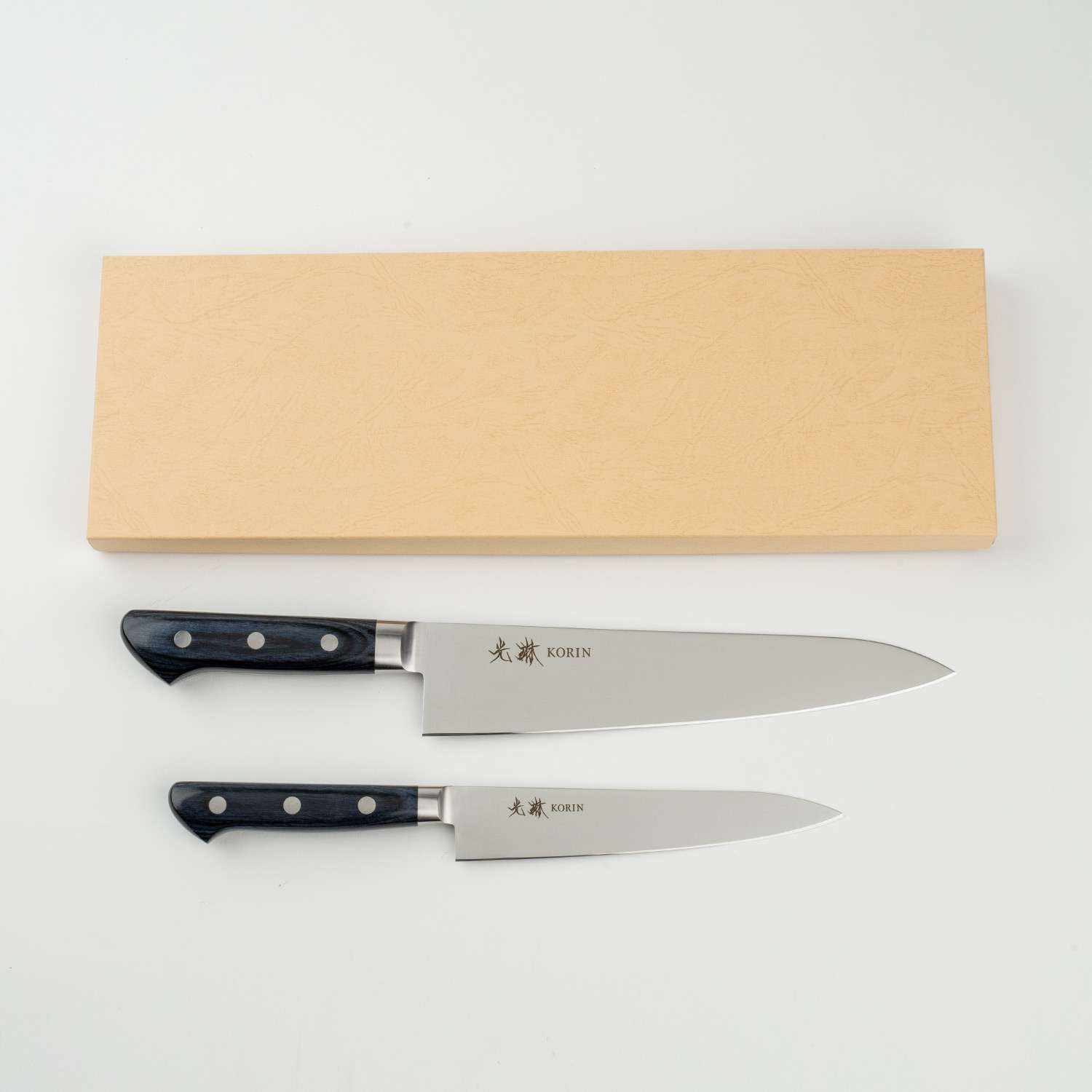 Korin Mahogany Royal Blue Inox Two Pieces Set - Gyuto & Petty | KORIN