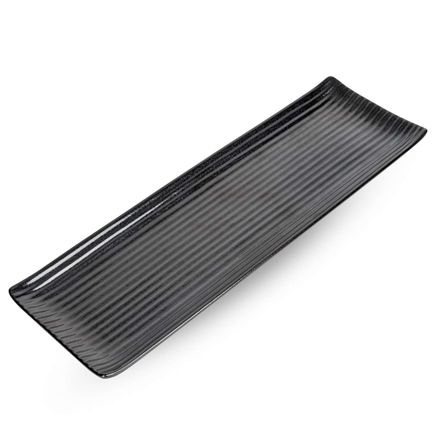 Korin Durable Black Lined Rectangular Plate 13.25" | KORIN