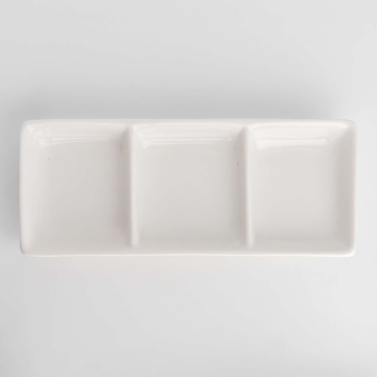 Korin Durable White 3 Divided Rectangular Sauce Dish | KORIN